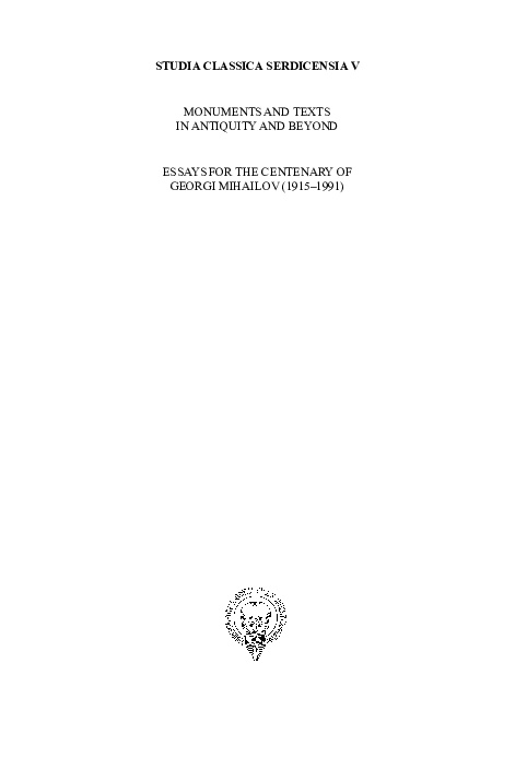 P. Delev. Cotys Son of Rhascuporis. - Studia classica Serdicensia 5 ...