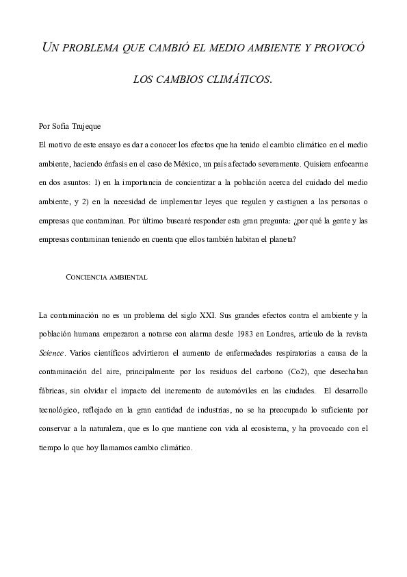 (DOC) Medio ambiente y cambio climatico