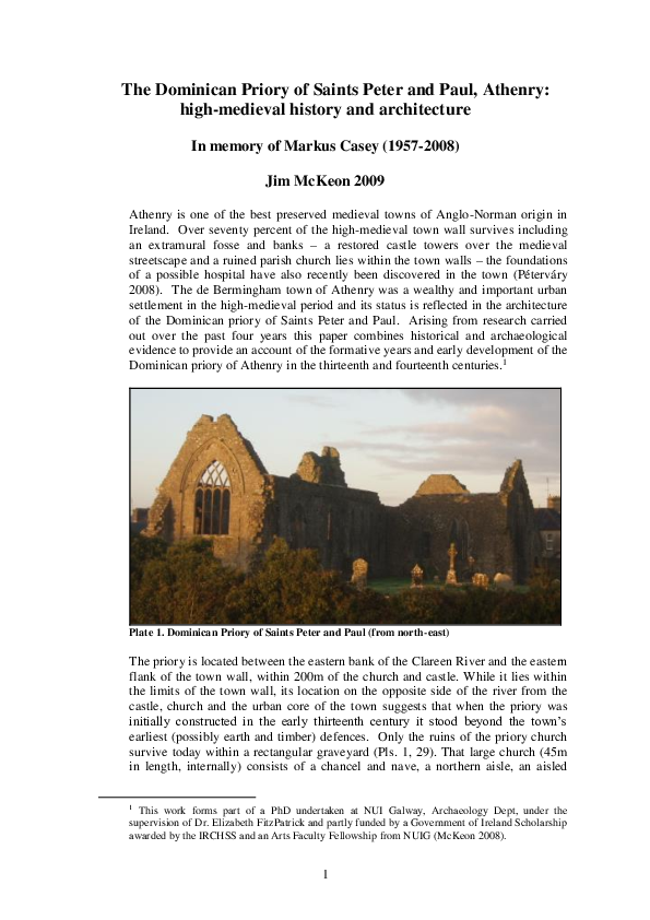 (PDF) The Dominican Priory of Saints Peter and Paul, Athenry: high ...