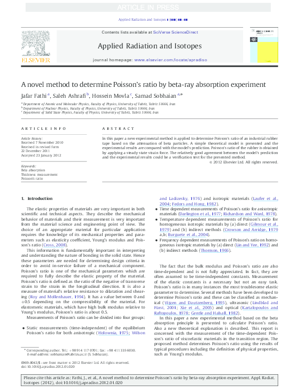 (PDF) A Novel method to determine the Poisson’s ratio by Beta ...