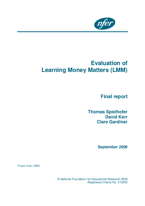 (PDF) Evaluation of Learning Money Matters (LMM). Final Report