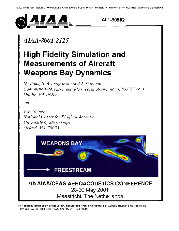 (PDF) High fidelity simulation and measurements of aircraft weapons bay dynamics