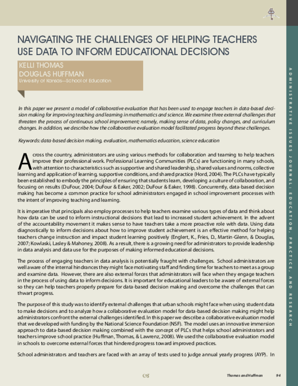 (PDF) Navigating the Challenges of Helping Teachers Use Data to Inform ...