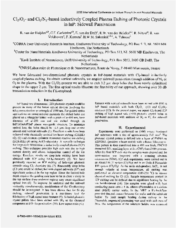(PDF) Cl/sub 2//O/sub 2/- and Cl/sub 2//N/sub 2/-based inductively ...