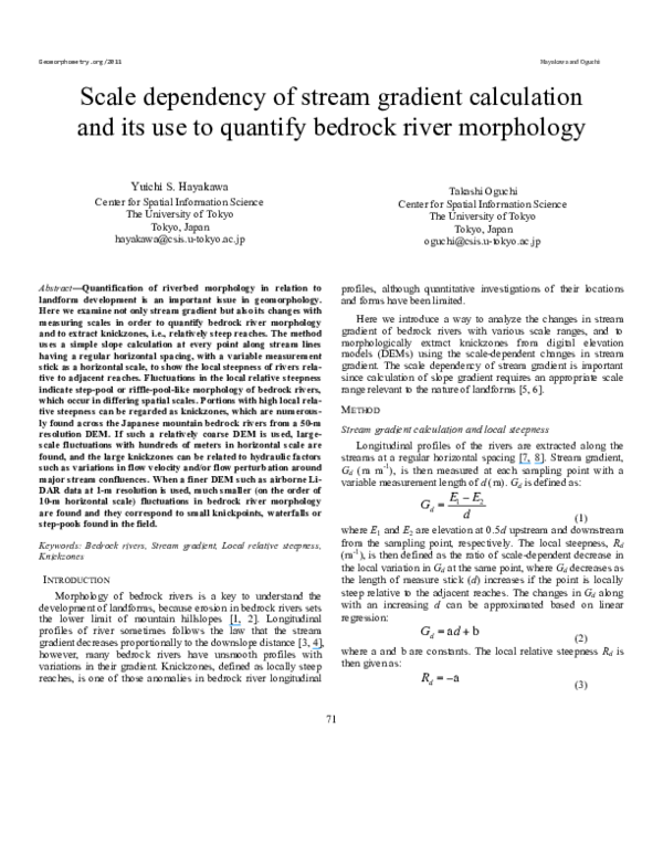 (PDF) Scale dependency of stream gradient calculation and its use to ...
