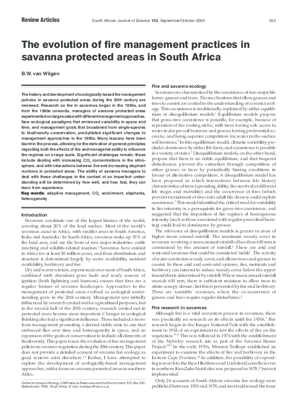 (PDF) The evolution of fire management practices in savanna protected ...