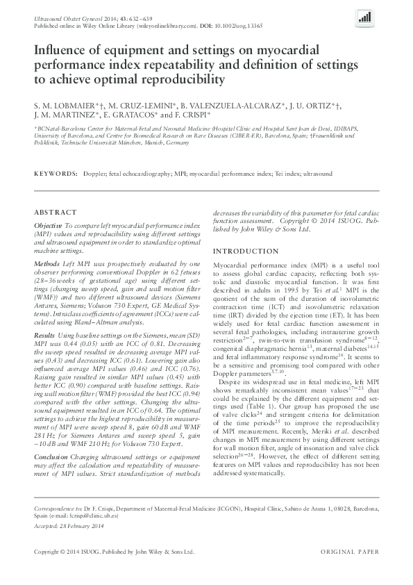 (PDF) The Fetal Modified Myocardial Performance Index: Is Automation ...