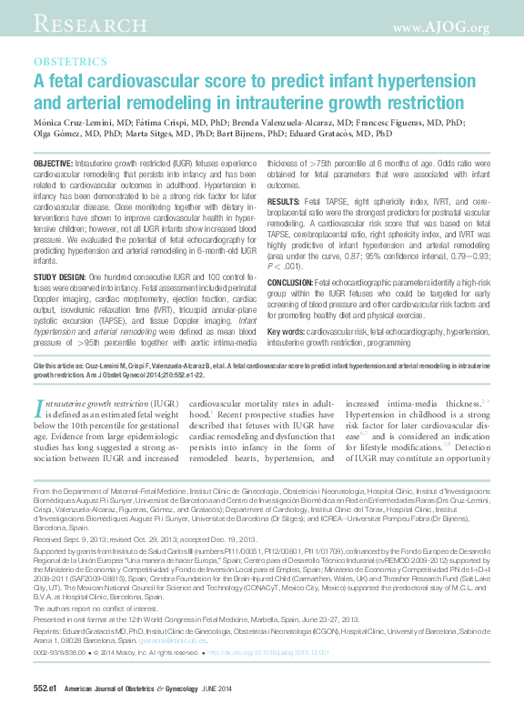 (PDF) A fetal cardiovascular score to predict infant hypertension and ...