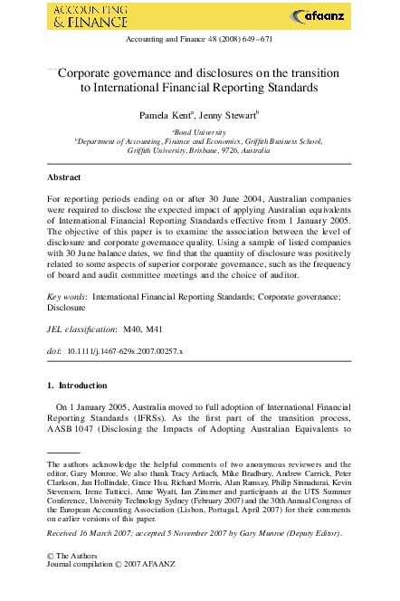 (PDF) Corporate governance and disclosures on the transition to ...
