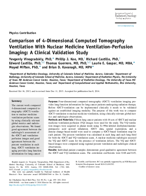 (PDF) Comparison of 4-Dimensional Computed Tomography Ventilation With Nuclear Medicine ...