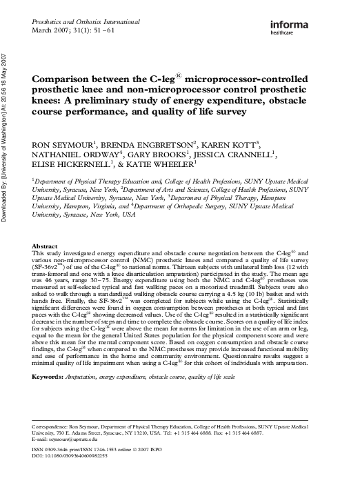 (PDF) Comparison between the C-leg® microprocessor-controlled ...