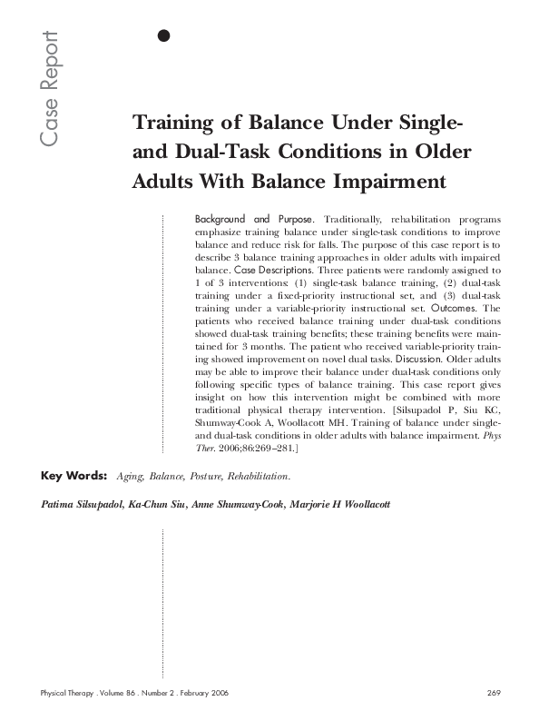 (PDF) Training of balance under single- and dual-task conditions in ...