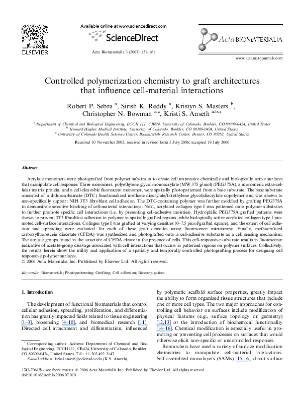 (PDF) Controlled polymerization chemistry to graft architectures that influence cell-material ...
