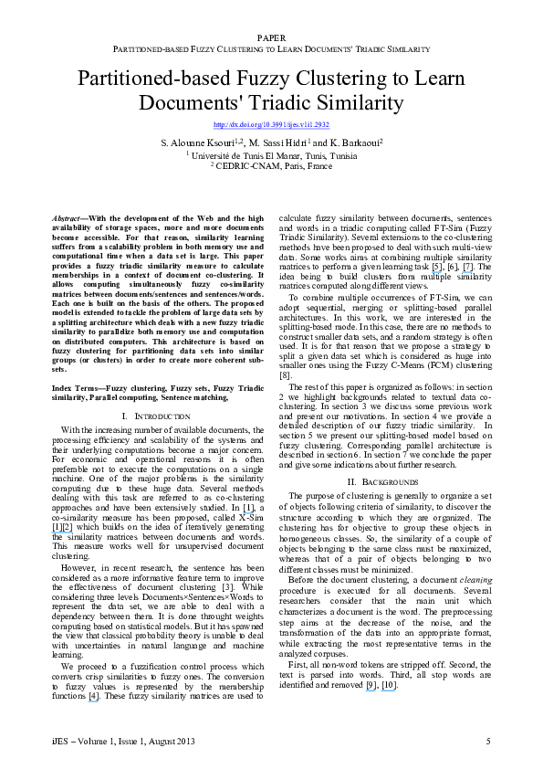(PDF) Partitioned-based Fuzzy Clustering to Learn Documents' Triadic Similarity | Minyar Hidri ...