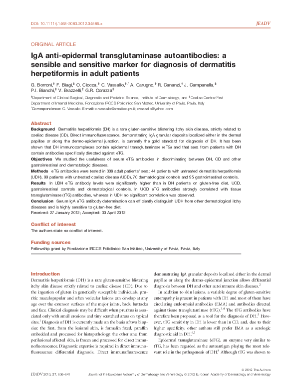 (PDF) IgA anti-epidermal transglutaminase autoantibodies: a sensible ...