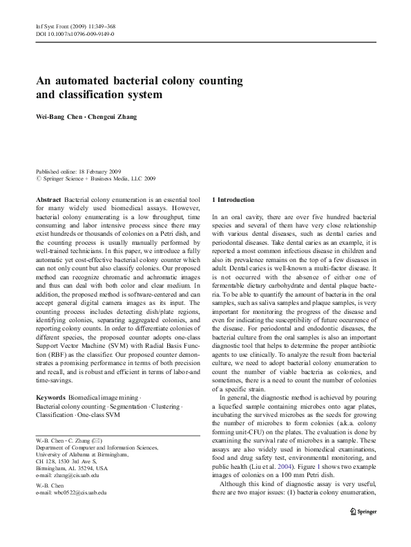 (PDF) An automated bacterial colony counting and classification system