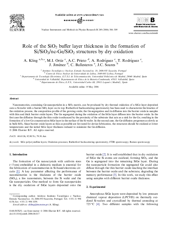 Pdf Role Of The Sio2 Buffer Layer Thickness In The Formation Of Si Sio2 Nc Ge Sio2 Structures