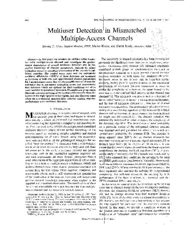 (PDF) Multiuser detection in mismatched multiple-access channels