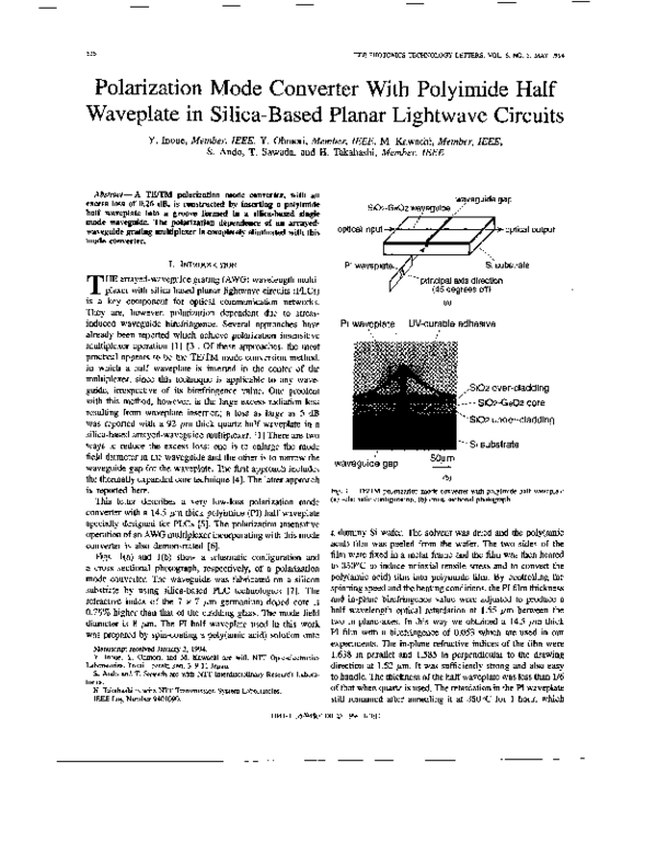 (PDF) Polarization mode converter with polyimide half waveplate in ...