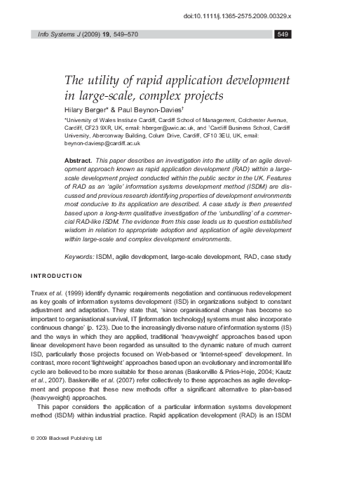 (PDF) The utility of rapid application development in large-scale ...