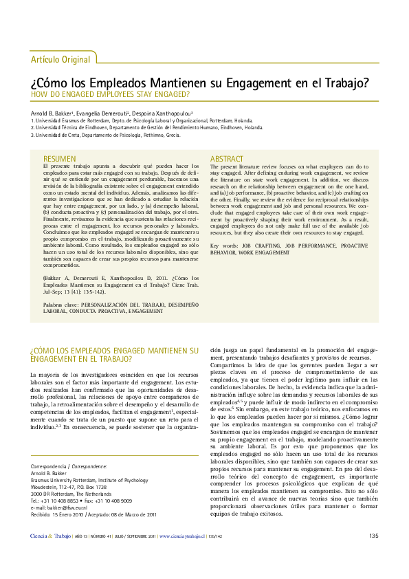 (PDF) HOW DO ENGAGED EMPLOYEES STAY ENGAGED? ¿CÓMO LOS EMPLEADOS ...