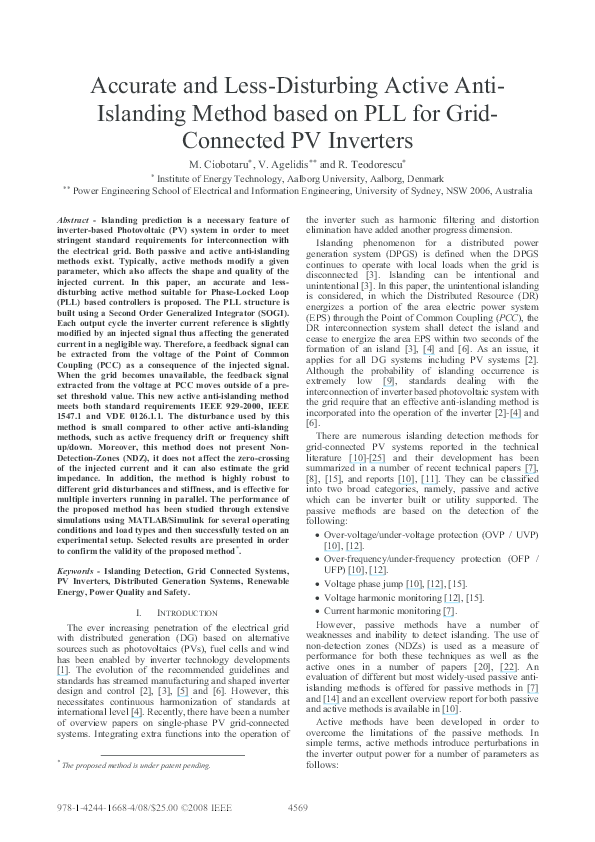 (PDF) Accurate and less-disturbing active anti-islanding method based on PLL for grid-connected ...