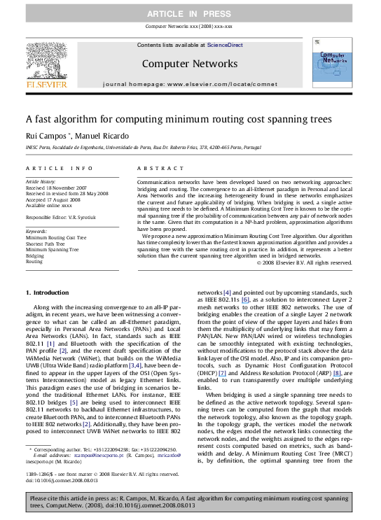 Pdf Fast Algorithm For Minimum Routing Trees