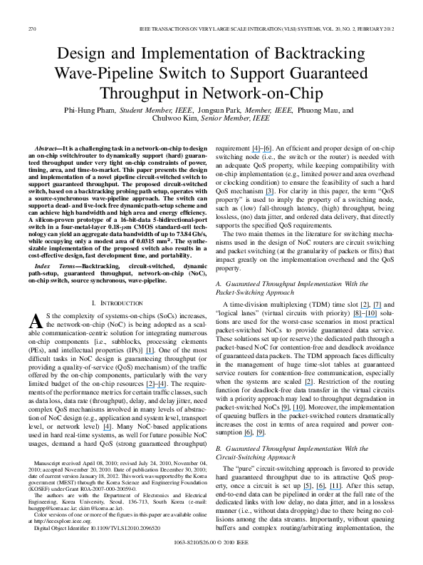 Pdf Design And Implementation Of Backtracking Wave Pipeline Switch To