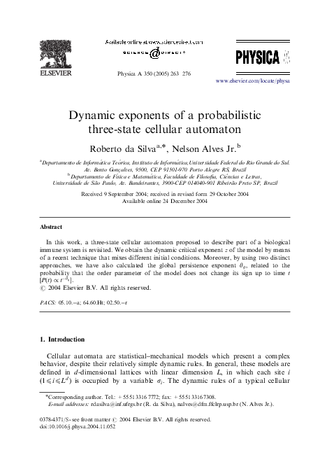 (PDF) Dynamic exponents of a probabilistic three-state cellular automaton