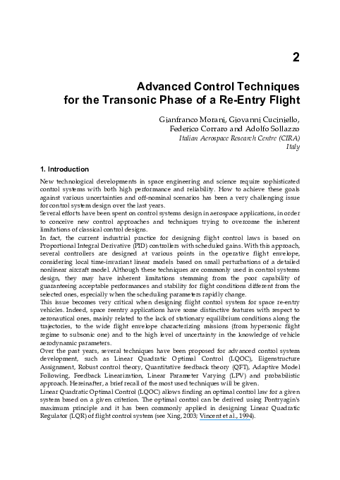 (PDF) Advanced Control Techniques for the Transonic Phase of a Re-Entry ...