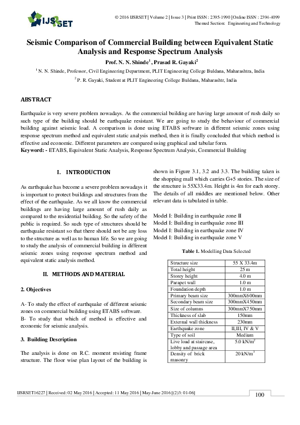 (PDF) Seismic Comparison of Commercial Building between Equivalent Static Analysis and Response ...