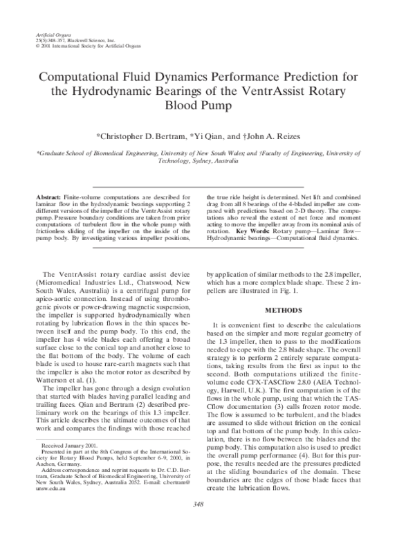 (PDF) Computational Fluid Dynamics Performance Prediction for the Hydrodynamic Bearings of the ...