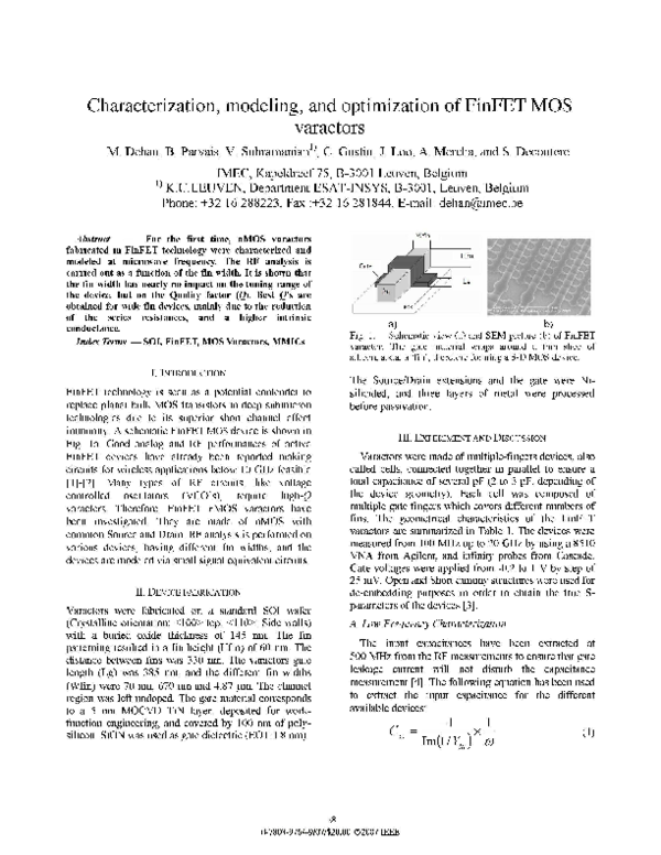 (PDF) Characterization, modeling, and optimization of FinFET MOS varactors