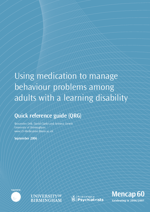 (PDF) Using medication to manage behaviour problems among adults with a ...