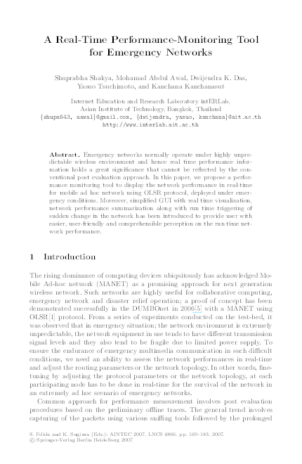 (PDF) A Real-Time Performance-Monitoring Tool for Emergency Networks