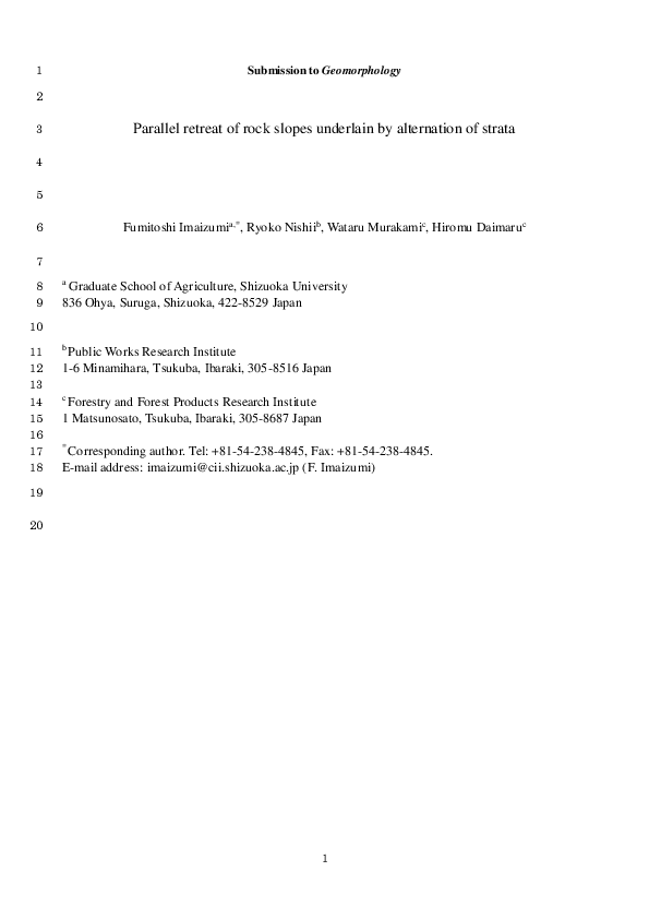 (PDF) Parallel retreat of rock slopes underlain by alternation of strata