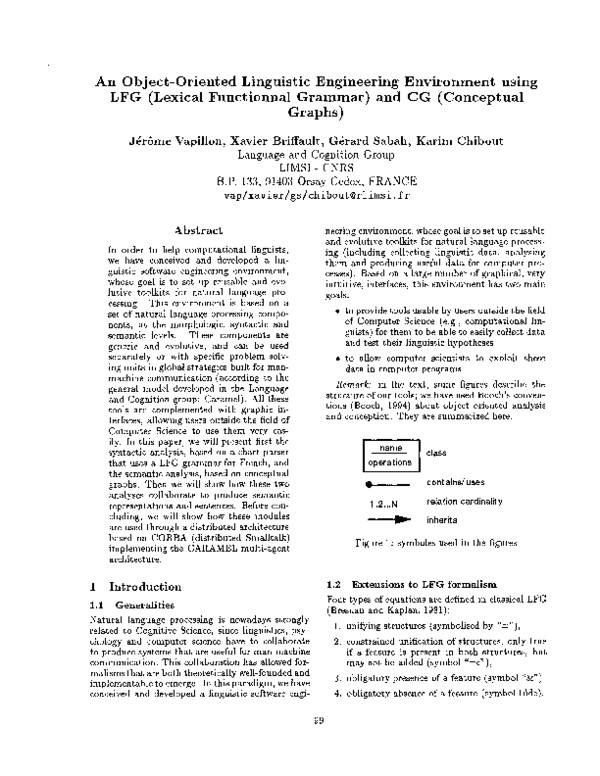 (PDF) An Object-Oriented Linguistic Engineering Environment using LFG (Lexical Functionnal ...