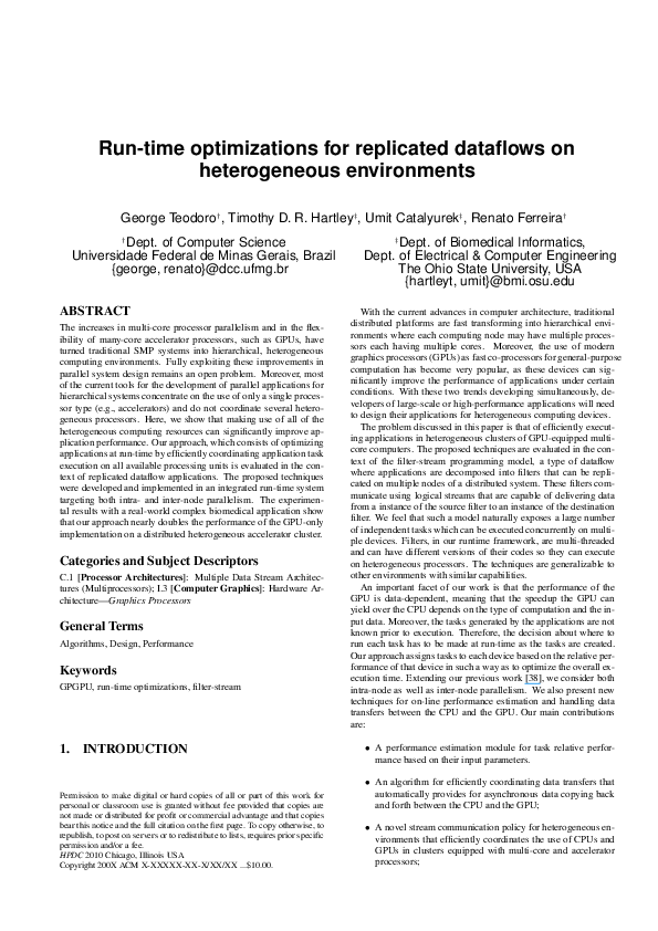 (PDF) Run-time optimizations for replicated dataflows on heterogeneous environments