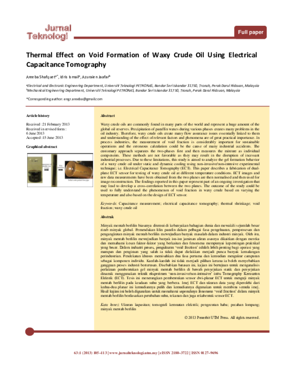 (PDF) Thermal Effect on Void Formation of Waxy Crude Oil Using ...