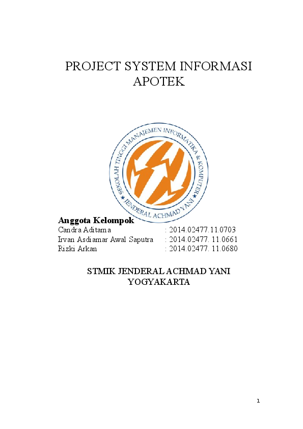 (DOC) Project Sistem Informasi Apotek (ADBO)