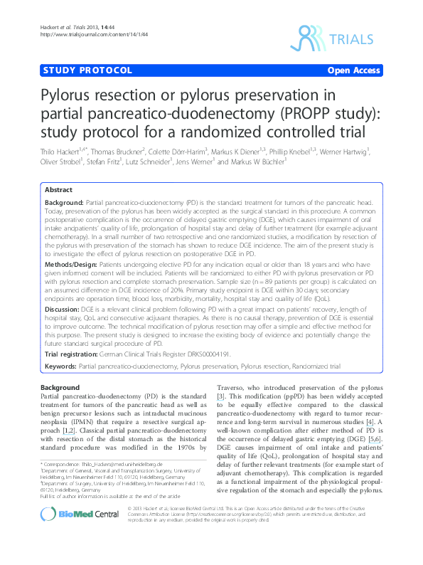 (PDF) Pylorus resection or pylorus preservation in partial pancreatico ...