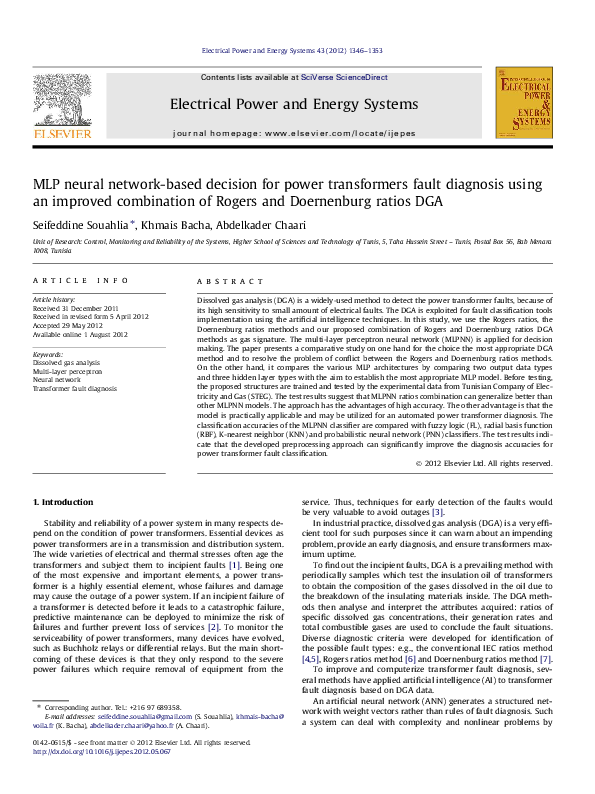 (PDF) MLP neural network-based decision for power transformers fault diagnosis using an improved ...