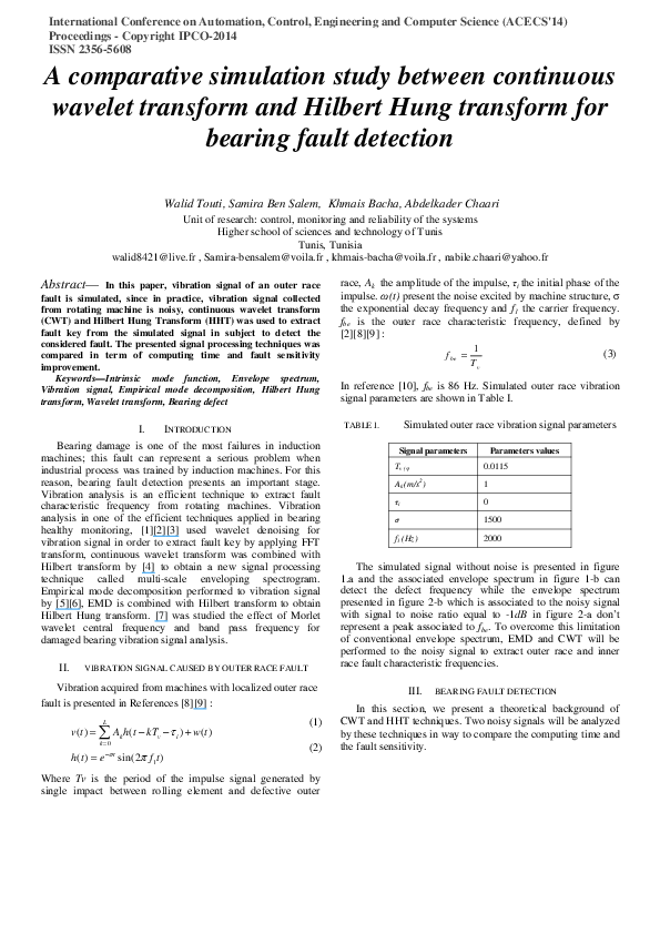 (PDF) A comparative simulation study between continuous wavelet transform and Hilbert Hung ...
