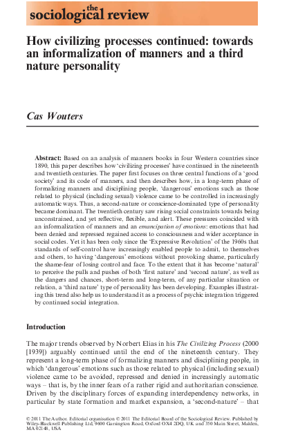 (PDF) How civilizing processes continued: towards an informalization of ...