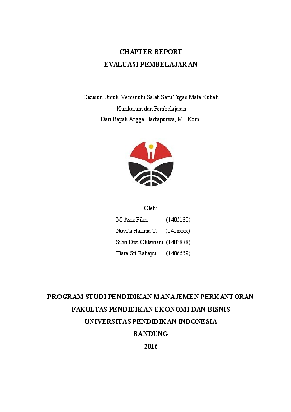 (DOC) Chapter Report: EVALUASI PEMBELAJARAN