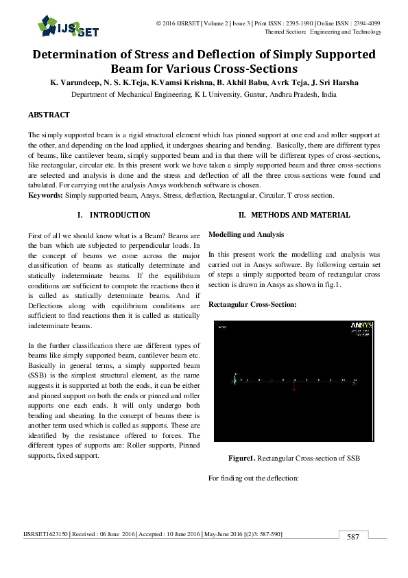 Pdf Determination Of Stress And Deflection Of Simply Supported Beam For Various Cross Sections