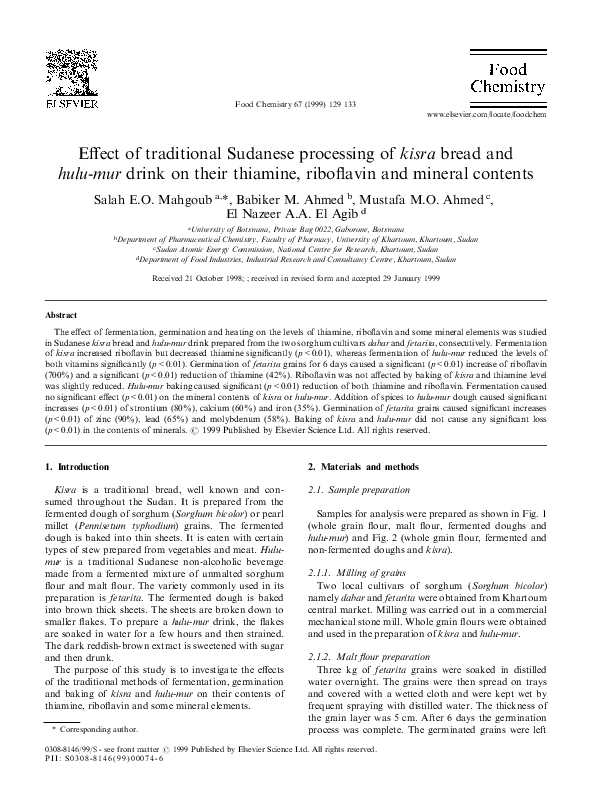 (PDF) Effect of traditional Sudanese processing of kisra bread and hulu ...