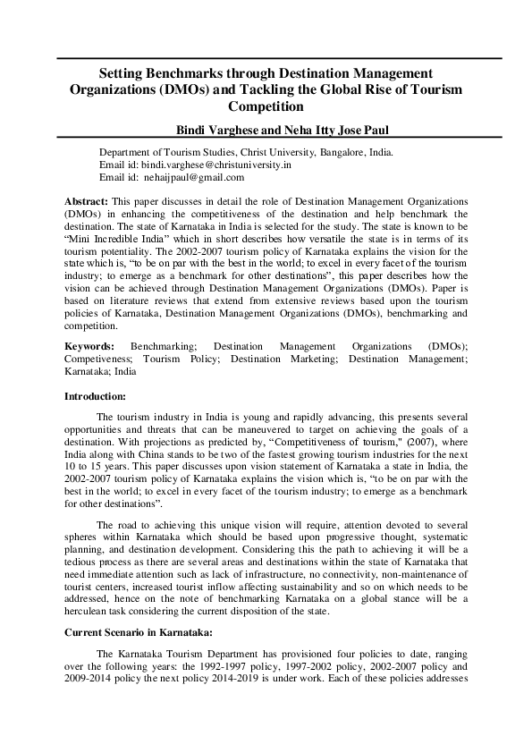 (PDF) Setting Benchmarks through Destination Management Organizations ...