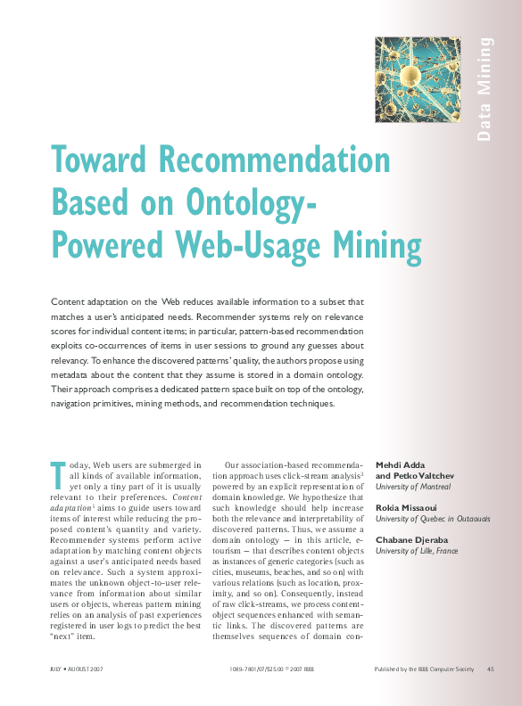 (PDF) Toward Recommendation Based on Ontology-Powered Web-Usage Mining