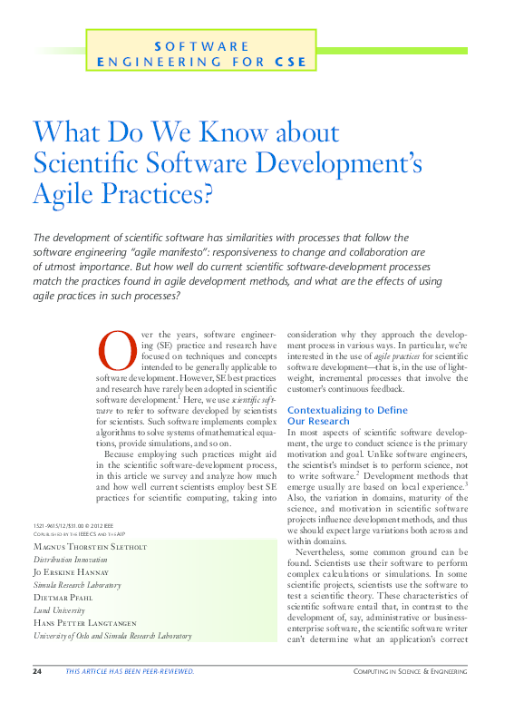 (PDF) What Do We Know about Scientific Software Development's Agile ...